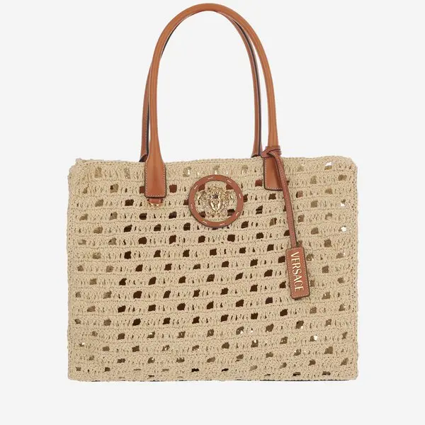 Versace La Medusa Canvas Tote Bag - Natural