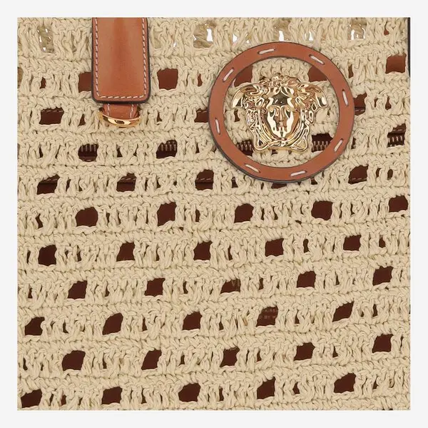 Versace La Medusa Canvas Tote Bag - Natural