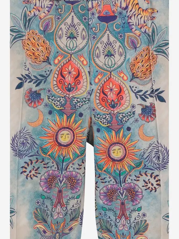 Just Cavalli Floral Patterned Stretch Nylon Trousers