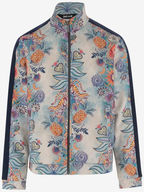 Just Cavalli Floral Print Stretch Nylon Jacket - Red