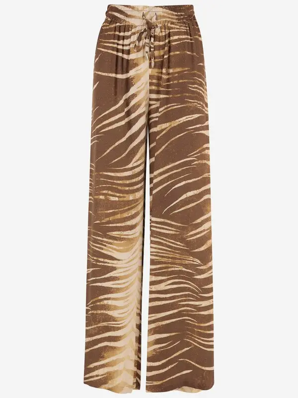 Just Cavalli Viscose Trousers With Brushstroke Print