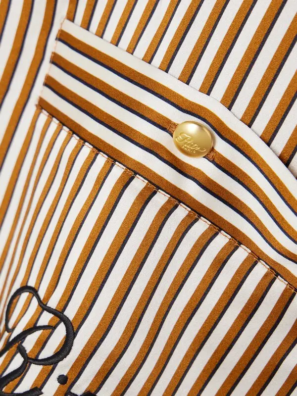 FRAME Ritz Paris Embroidered Striped Silk-satin Shirt