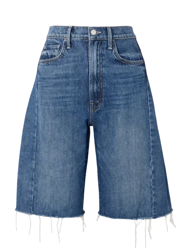 MOTHER The Half Pipe Bermuda Denim Shorts - Blue