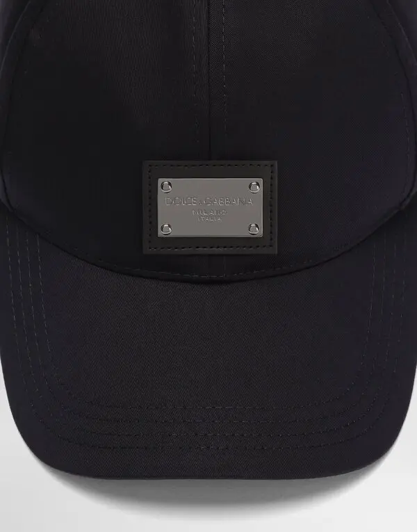 Dolce & Gabbana Cotton Baseball Cap With Logo Tag - Blue