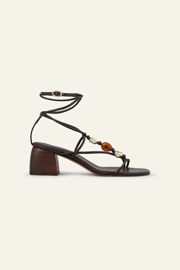 Ba&sh Caya Heeled Leather Sandals - Brown