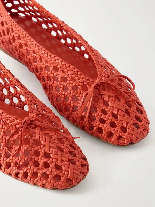 Le Monde Beryl Woven Leather Ballet Flats - Orange