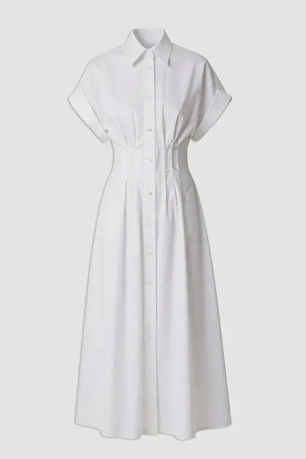 Callas Milano Corsica Capsleeve Shirtdress - White | Editorialist