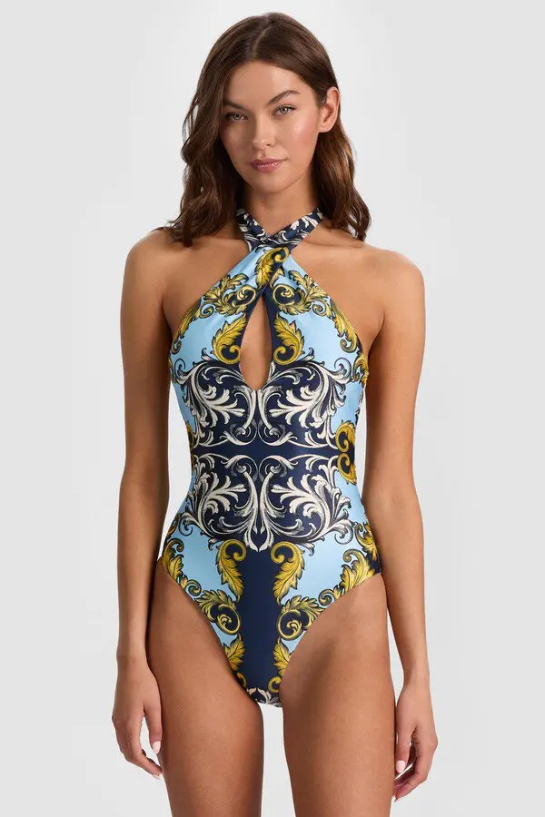 Alice + Olivia A+o X Pq Swim Cross Front One Piece - Gold