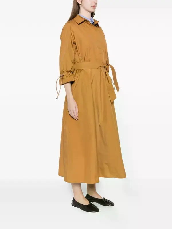 Max Mara Mirto Belted Ruffled Dress - Neutrals