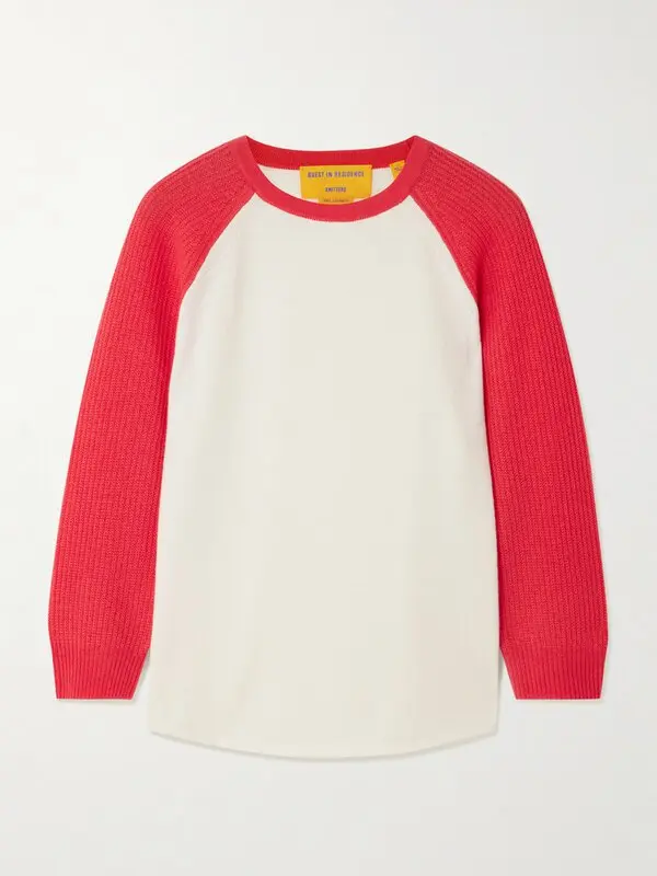 Guest In Residence Baseball Two-tone Cashmere Sweater