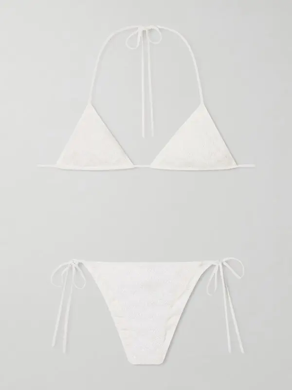 Missoni Mare Printed Halterneck Triangle Bikini - White