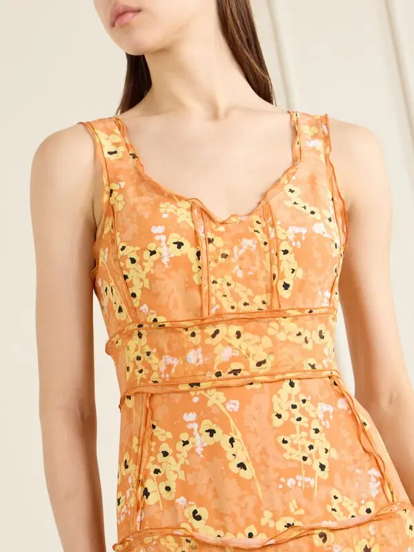 LA LIGNE Livia Panelled Printed Silk Maxi Dress