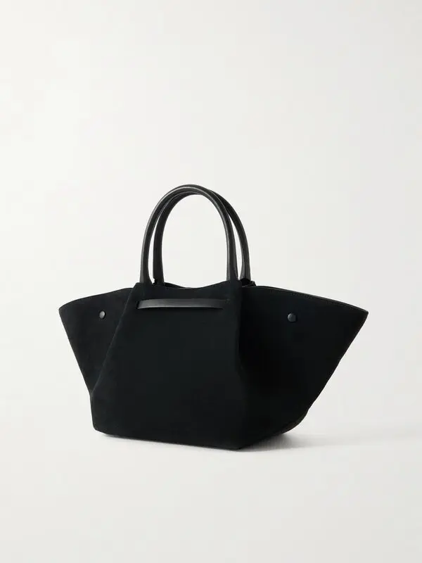DEMELLIER Midi New York Leather-trimmed Suede Tote