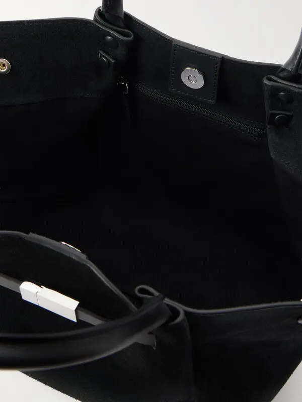 DEMELLIER Midi New York Leather-trimmed Suede Tote