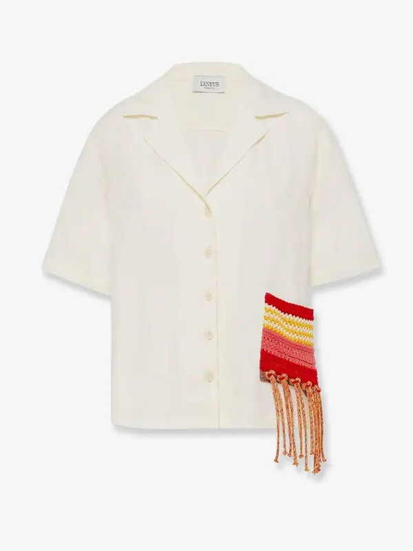 LANEUS Viscose And Linen Blend Shirt