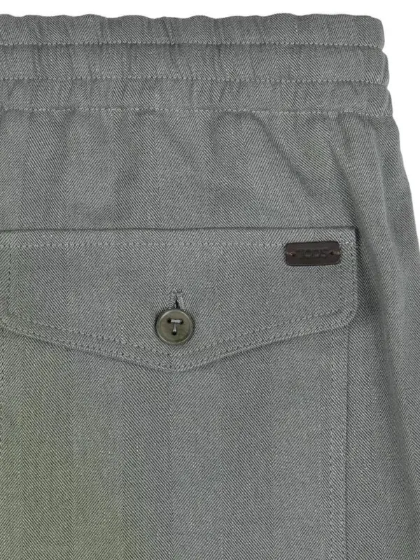 TOD'S Herringbone Linen Trousers - Grey