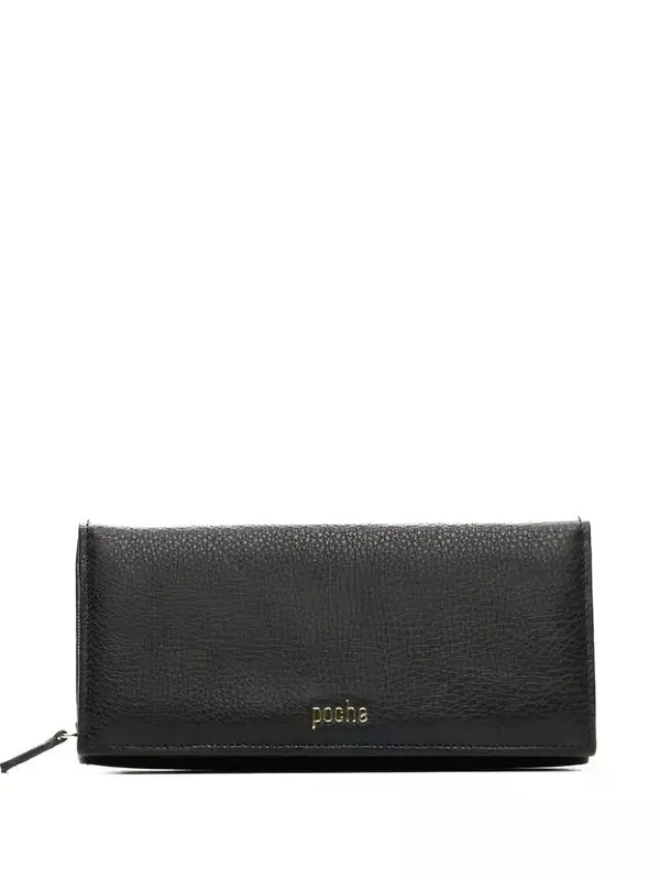 POCHE PARIS Logo-detail Leather Wallet - Black