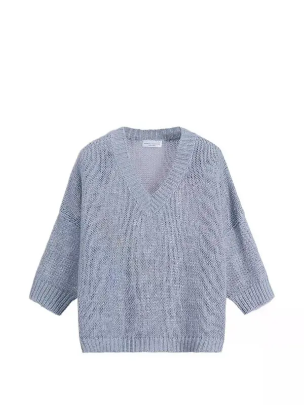 ROBERTO COLLINA V-neck Pullover Sweater - Grey