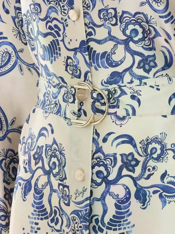 Liu Jo Floral Print Belted Shirt - Neutrals