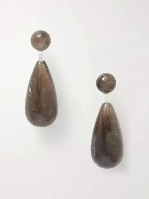 Lié Studio The Lola Silver And Quartz Earrings - Tortoiseshell