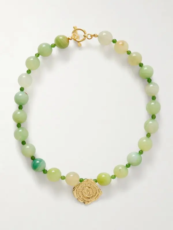 YSSO Daphne Gold-tone Beaded Necklace - Green