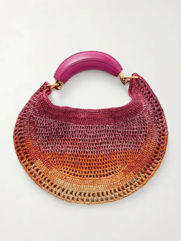 Chloé Leather-trimmed Embroidered Raffia Tote - Multi
