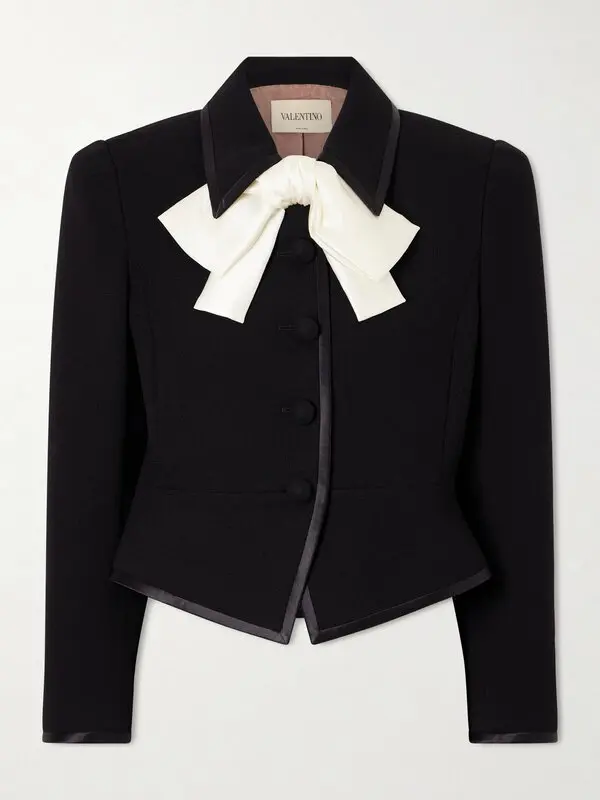 Valentino Garavani Bow-embellished Wool Jacket - Black