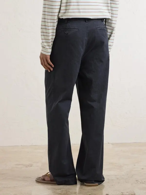 Auralee Wide-leg Pleated Garment-dyed Cotton-twill Chinos