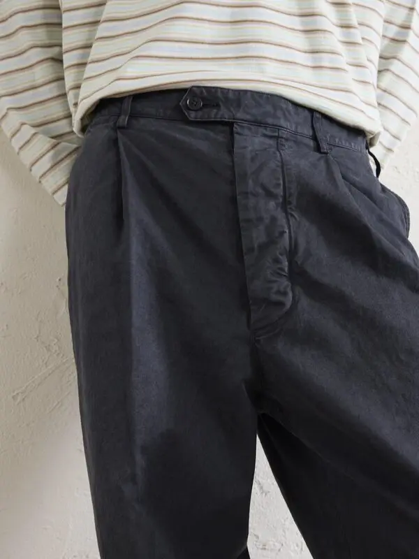 Auralee Wide-leg Pleated Garment-dyed Cotton-twill Chinos