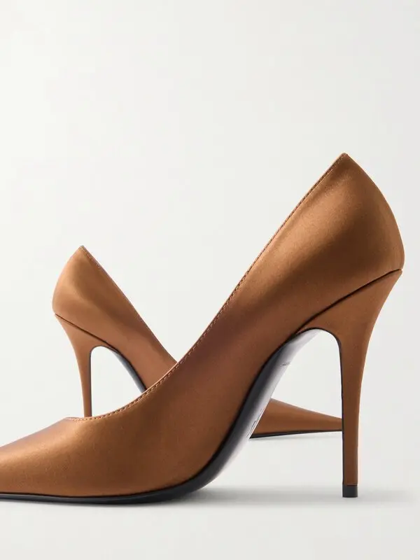 Amina Muaddi Barbara Satin Pumps - Brown