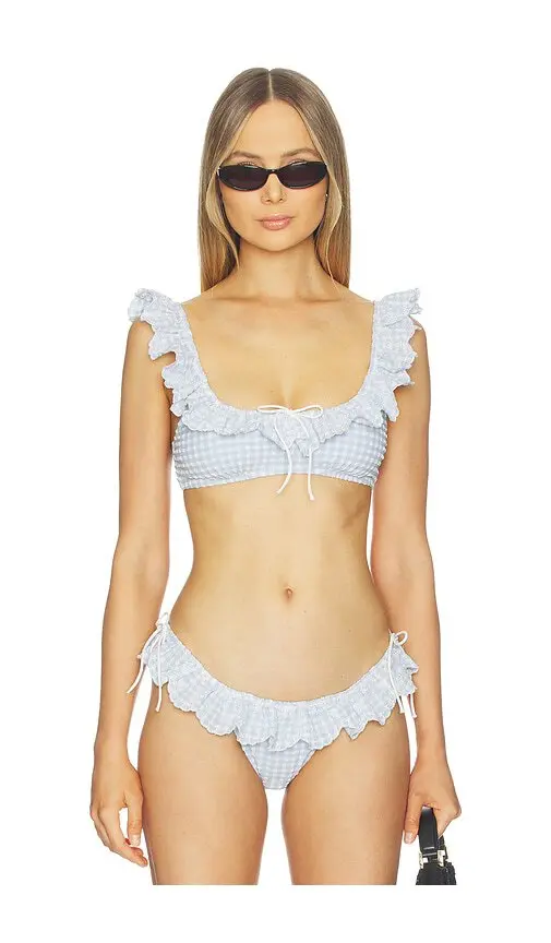 For Love & Lemons Daisy Lane Bikini Top - Blue