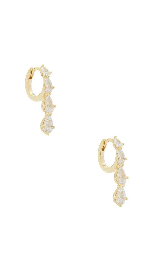 BY ADINA EDEN Teardrop Cz Cascade Huggie Earrings In Metallic - Gold