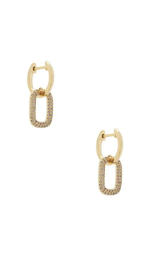BY ADINA EDEN Double Cz Row Link Drop Earring In Metallic - Gold