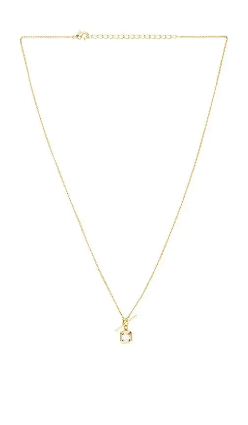 BY ADINA EDEN Square Solitaire Stone Toggle Charm Necklace In Metallic - Gold