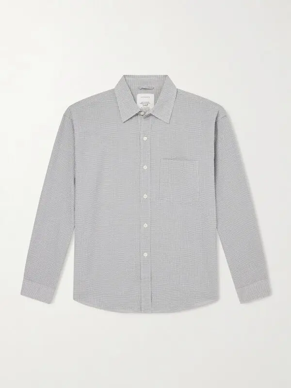MFPEN Executive Checked Cotton-seersucker Shirt - Gray