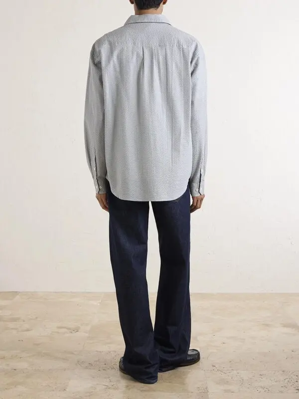 MFPEN Executive Checked Cotton-seersucker Shirt - Gray
