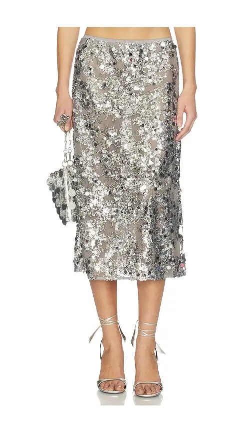 Baum Und Pferdgarten Sequined Midi Skirt - Grey Sequins