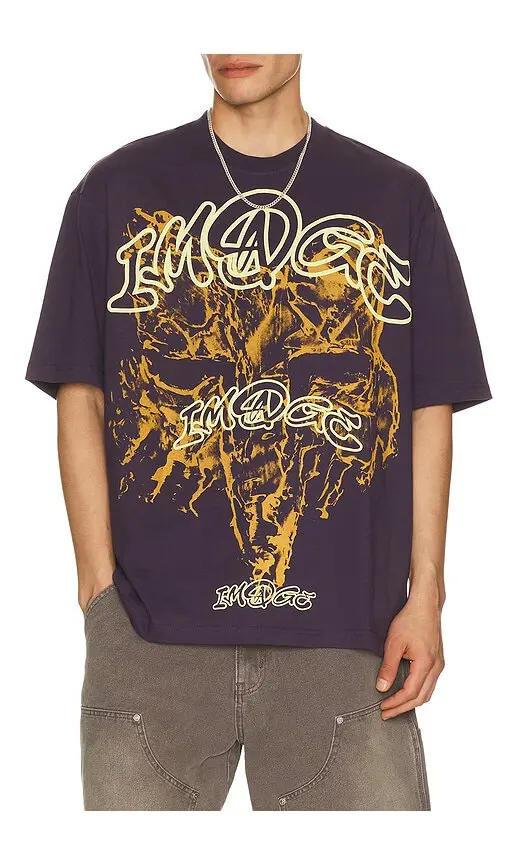 FOX RACING Image Print Midweight Tee In Purple - Plum Purple