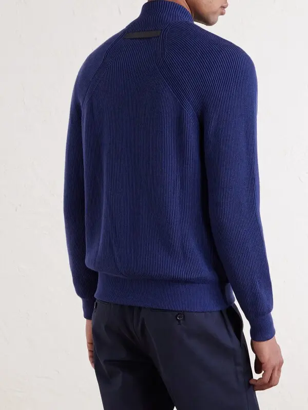 Sease Suede And Ribbed Bomber Jacket