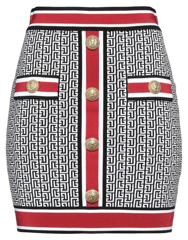 Balmain Mini Pencil Skirt In Viscose, Polyester, And Polyamide