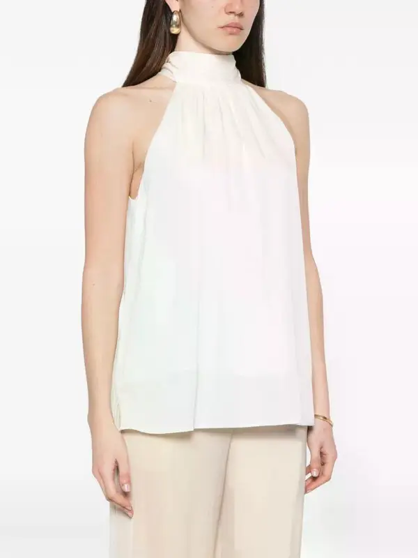 NOUVELLE SILK95FIVE Villet High-neck Blouse - White