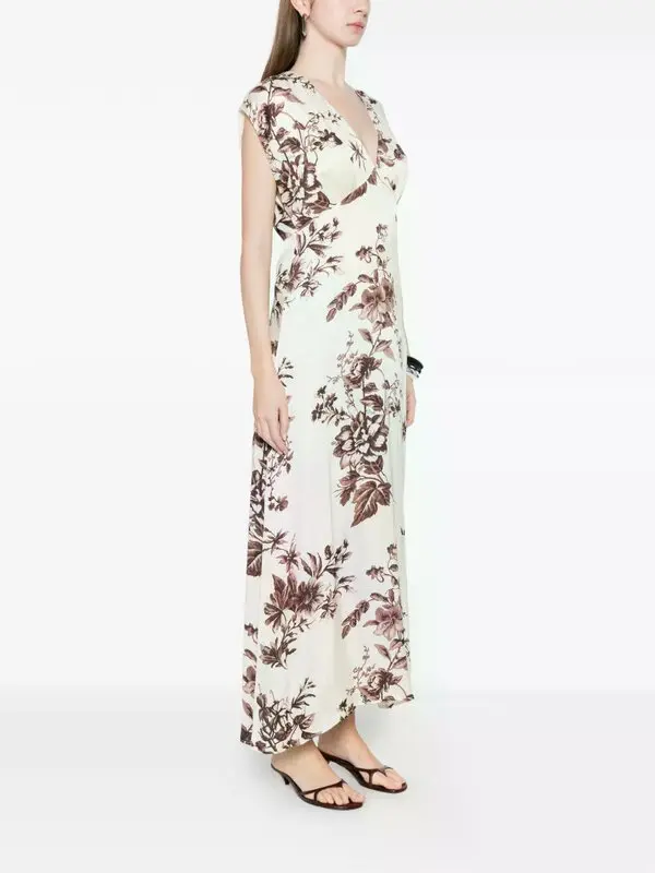 Liu Jo Long Floral Print V-neck Dress