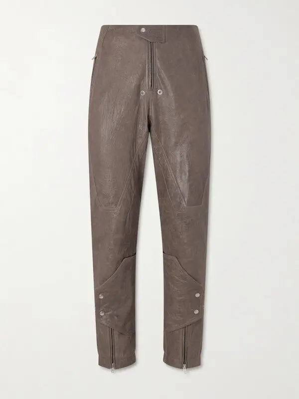 Rick Owens Motopants Panelled Leather Trousers - Brown