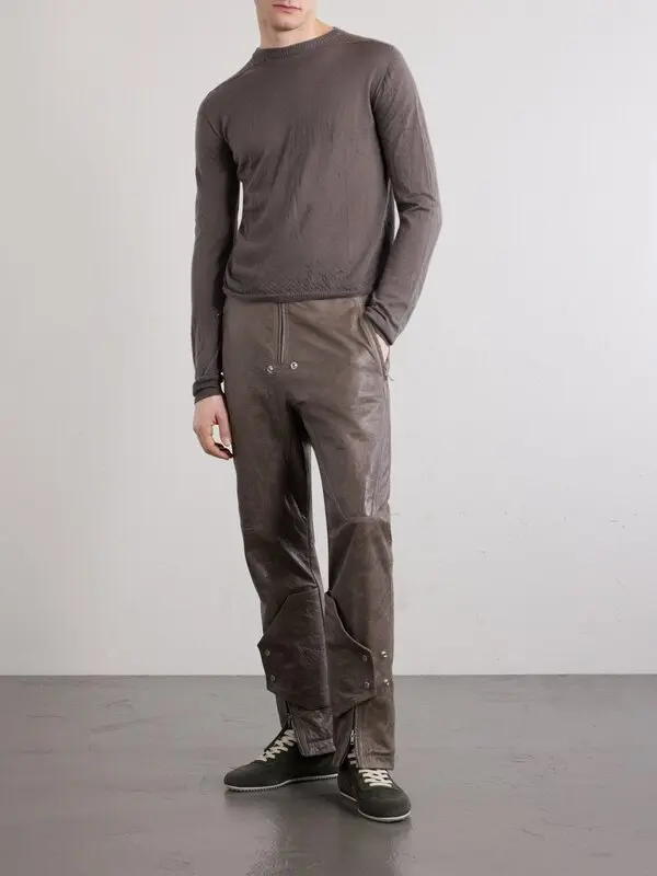 Rick Owens Motopants Panelled Leather Trousers