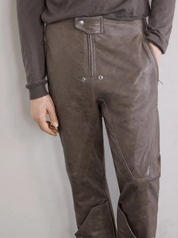 Rick Owens Motopants Panelled Leather Trousers