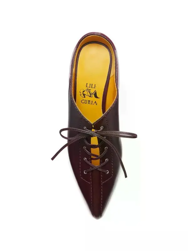 LILI CURIA Point Toe Lace Up Mules