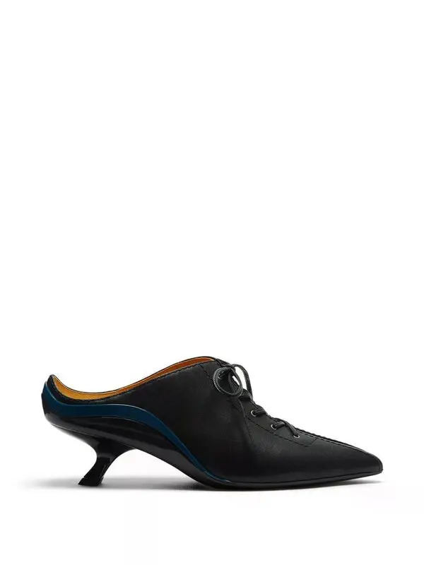 LILI CURIA Victoria Kitten Lace-up Mules