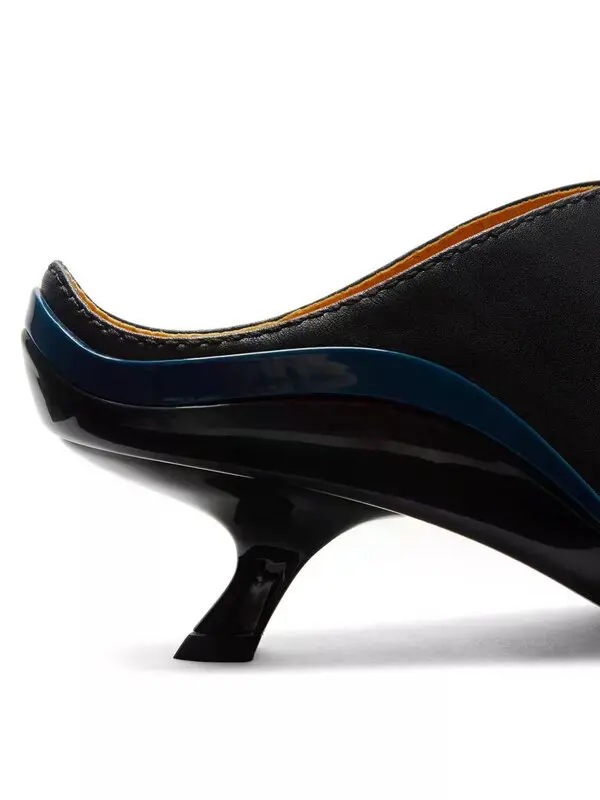 LILI CURIA Victoria Kitten Lace-up Mules