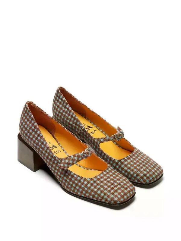 LILI CURIA Gingham Mary Jane Ballet Flats