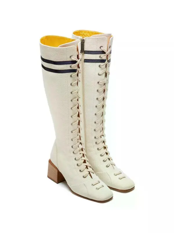 LILI CURIA Isadora Striped Lace-up Boots